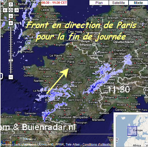 Interprétation quotidienne des radars de pluie (pour Paris):